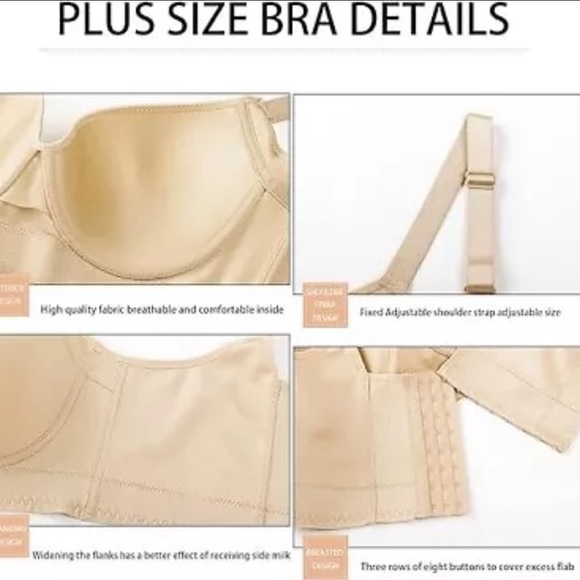 Funnpnn | Intimates & Sleepwear | Womens Deep Cup Skin Bra Hide Back ...